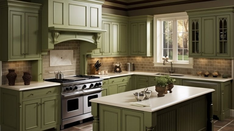 20 Beautiful Olive Green Kitchen Cabinet Ideas